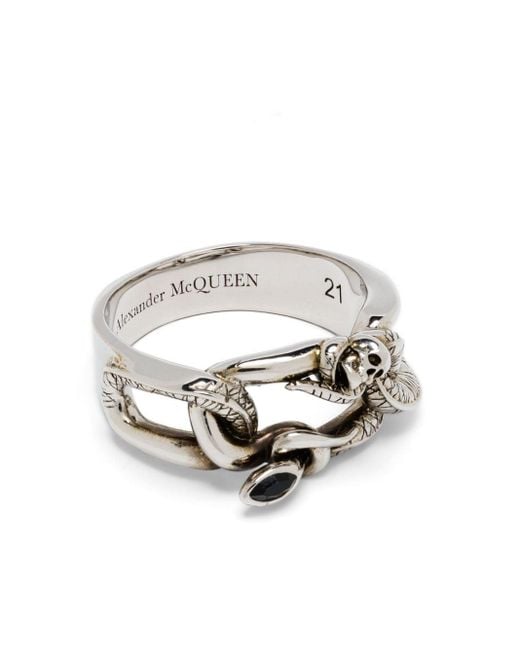 Alexander McQueen Skull Ring in White for Men | Lyst