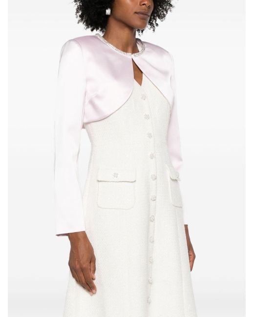 Self-Portrait Satin Bolero Jacket in Pink | Lyst