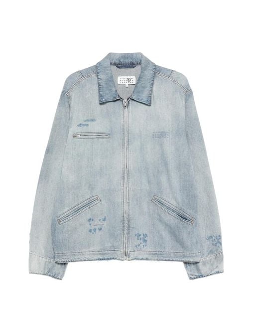 MM6 by Maison Margiela Numbers-Motif Denim Jacket in Blue for Men | Lyst