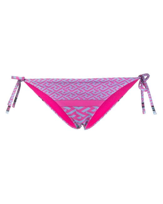 Versace Greca Side Tie Bikini Bottoms In Pink Lyst Canada