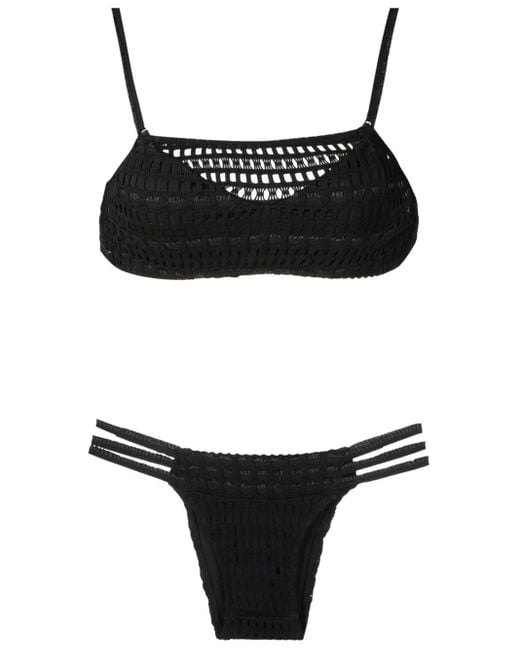 Amir Slama Open-Knit Bikini Set in Black | Lyst UK