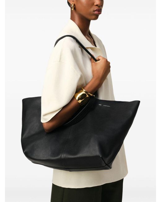 Ami Paris Midi Leather Tote Bag in Black | Lyst