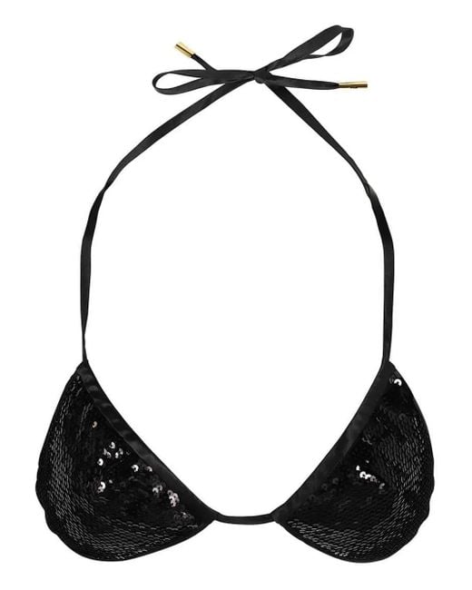 Tom Ford Sequin-Embellished Triangle Bikini Top in Black | Lyst