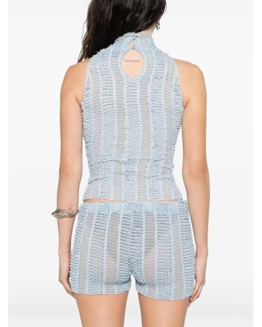 Roberta Einer Ruffled High-Neck Top in Blue | Lyst UK