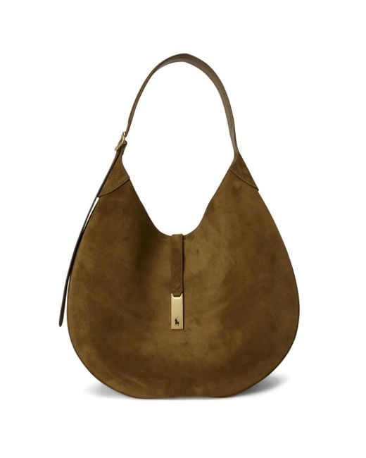 Polo Ralph Lauren Large Logo-Plaque Shoulder Bag in Natural | Lyst UK