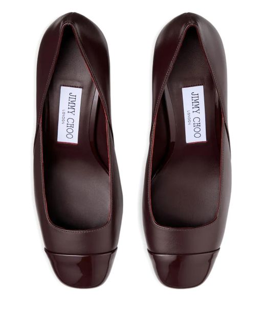 Jimmy Choo 60Mm Jenson Pearl-Embellished Square-Toe Pumps in Brown | Lyst