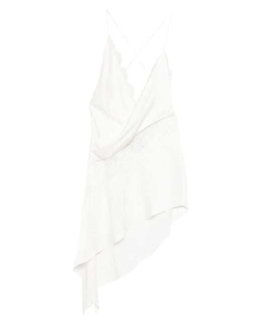 Alex Perry Lace Asymmetric Mini Dress in White | Lyst