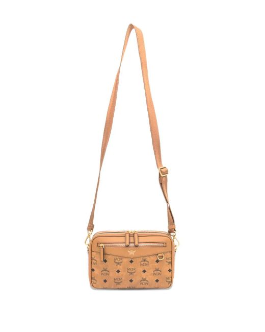 MCM Small Diamond Visetos-Monogram Crossbody Bag in Natural | Lyst