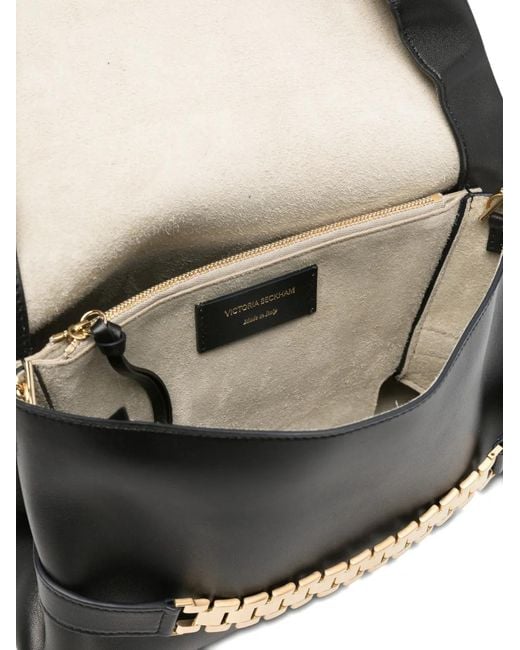 Victoria Beckham Chain-Detail Logo Shoulder Bag in Black | Lyst UK