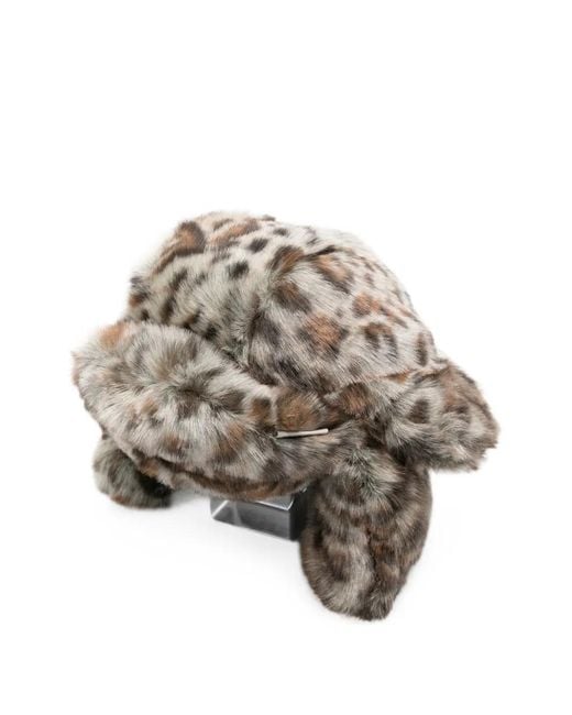 Ruslan Baginskiy Leopard-Print Trapper Hat in Grey | Lyst UK