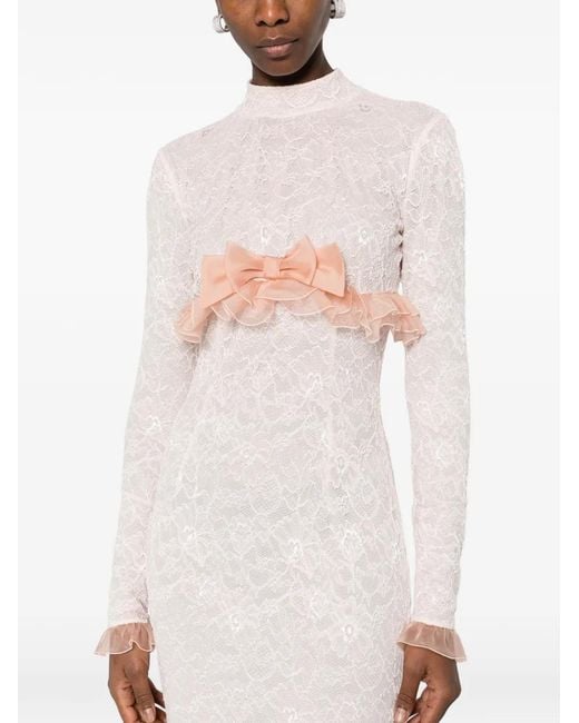Alessandra Rich Bow Lace Dress in Pink | Lyst UK