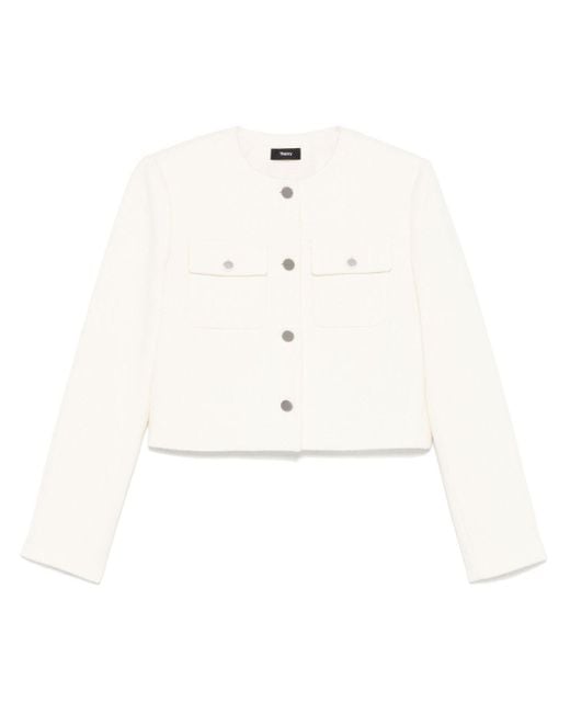 Theory Tweed Jacket in White | Lyst