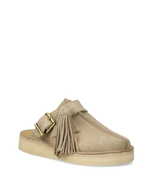 Clarks Trek Mule Suede Slippers in Natural | Lyst