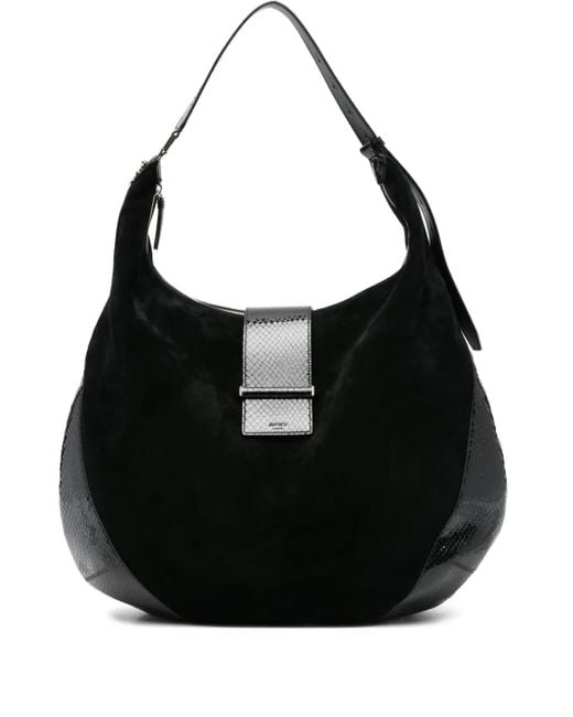 Jimmy Choo Suede-Leather Shoulder Bag in Black | Lyst