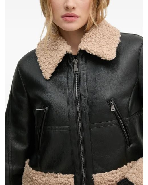 Sisley Faux-Leather Jacket in Black | Lyst UK