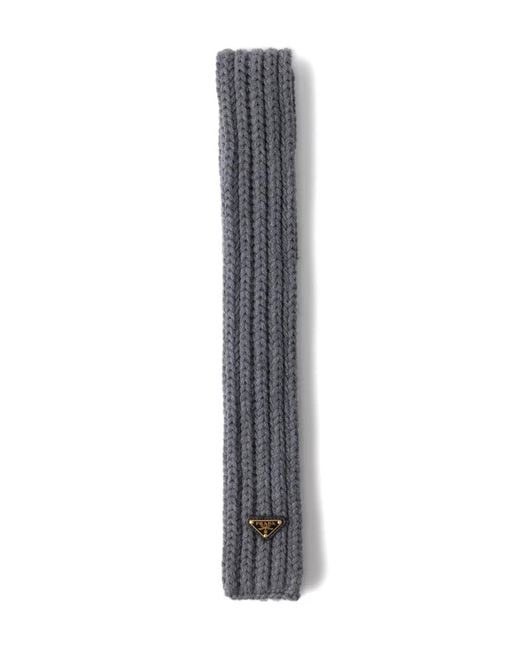 Prada Enamelled Triangle Rib Knit Scarf in White | Lyst UK