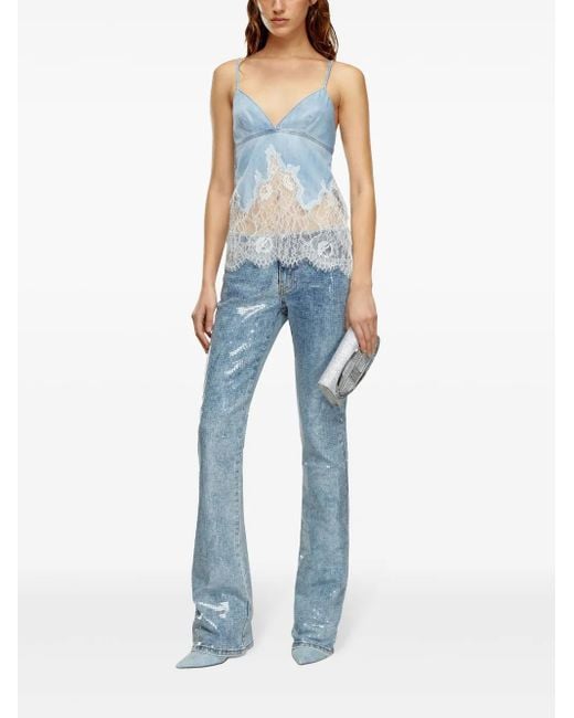 DIESEL Low Rise Sequin Flared Jeans in Blue | Lyst