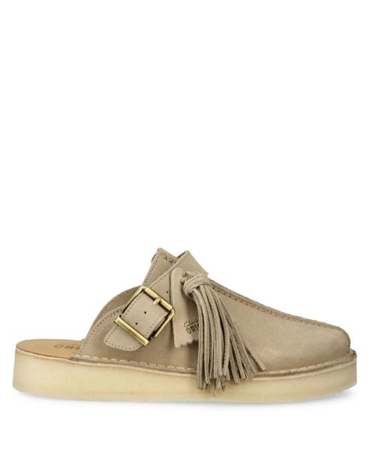 Clarks Trek Mule Suede Slippers in Natural | Lyst