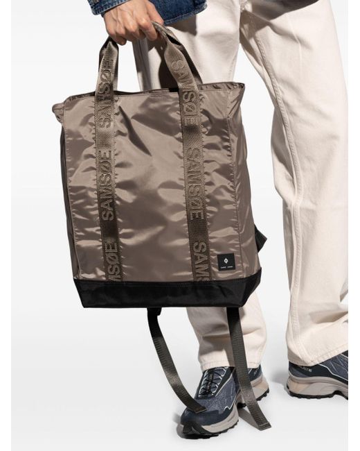 Samsøe & Samsøe Logo-Jacquard Straps Backpack in Brown for Men | Lyst