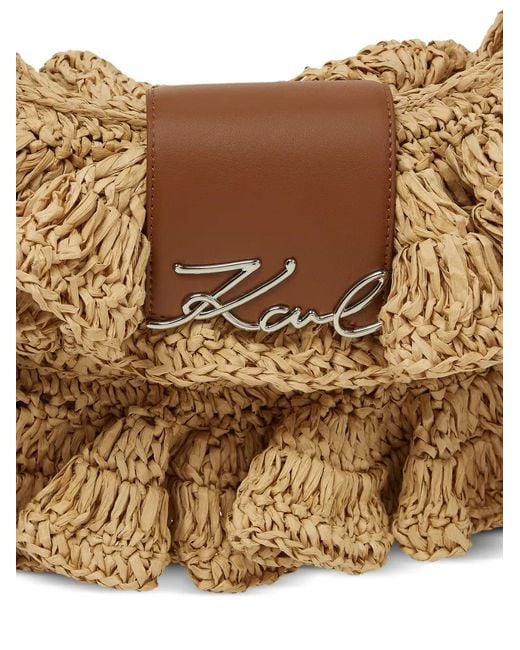 KARL LAGERFELD Raffia Ruffle Shoulder Bag in Metallic | Lyst