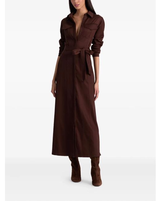 Alice + Olivia Chassidy Belted Midi Dress in Brown | Lyst
