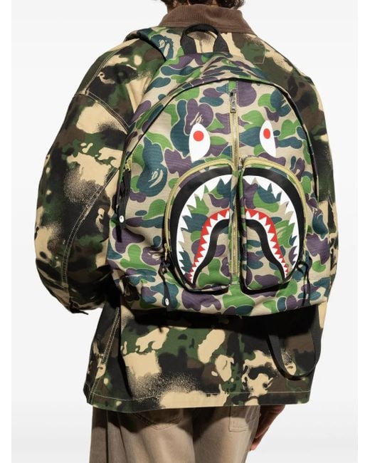A Bathing Ape Camo Shark Backpack in Green for Men | Lyst