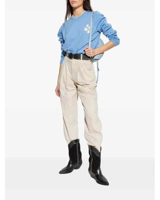 Isabel Marant Intarsia-Knit Logo Sweater in Blue | Lyst