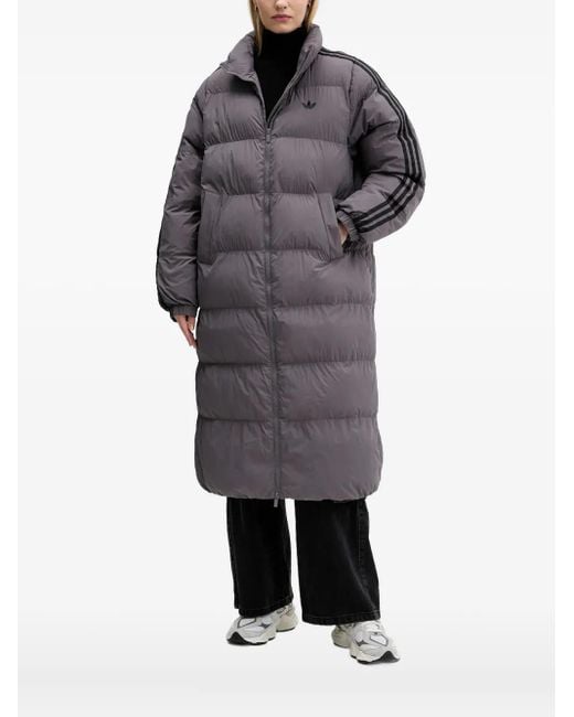 adidas Logo-embroidery Padded Coat in Grey | Lyst UK