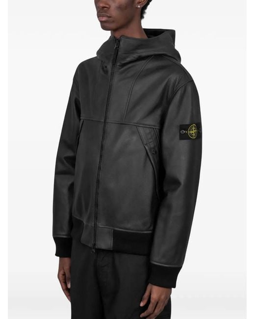 Stone Island Logo-Detail Bomber Jacket in Black for Men | Lyst UK
