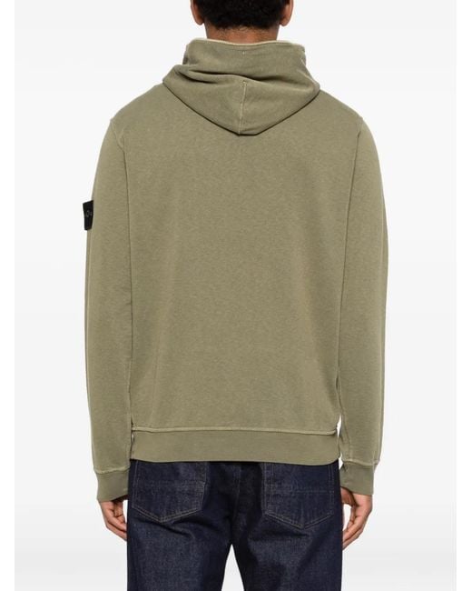 Stone Island Logo-Patch Hoodie in Green for Men | Lyst UK