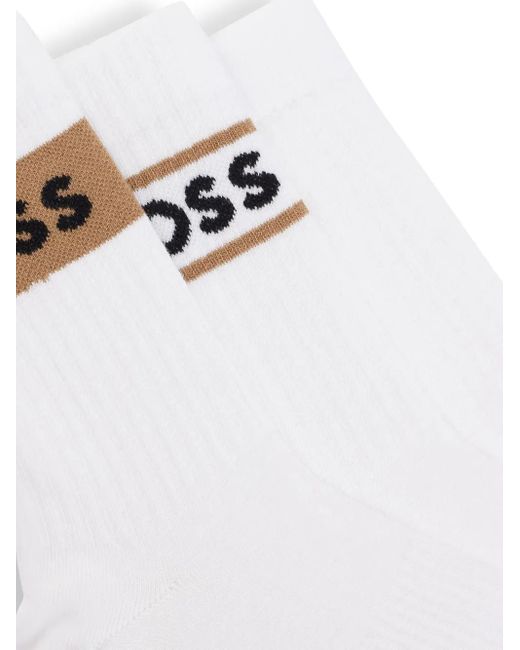 BOSS Logo-Intarsia Socks (Set Of Three) in White for Men | Lyst