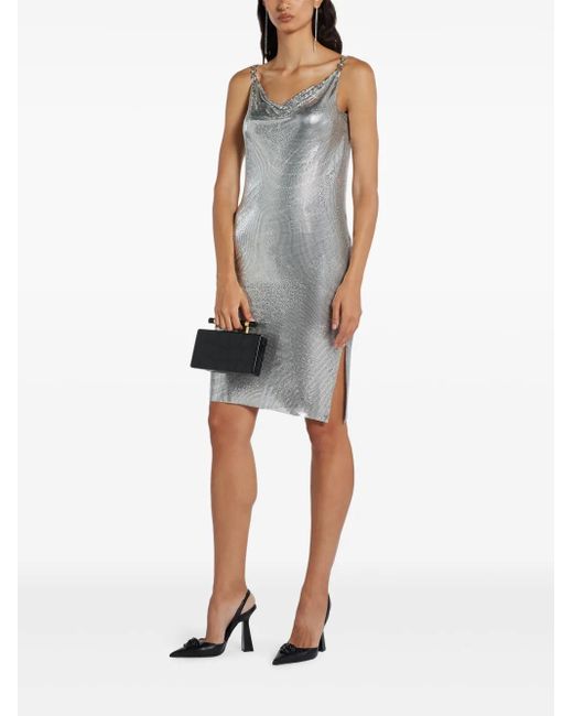 Versace Chainmail-effect Dress in Gray | Lyst