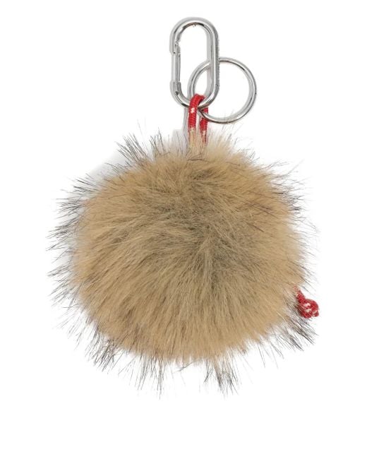 Bimba Y Lola Faux-Fur Ball Keyring in Natural | Lyst UK