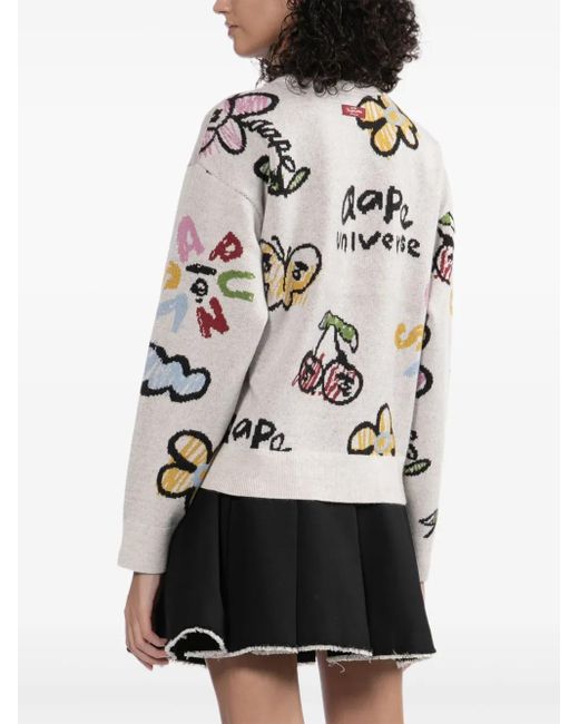 Aape By A Bathing Ape Graphic-Print Jumper in White | Lyst UK