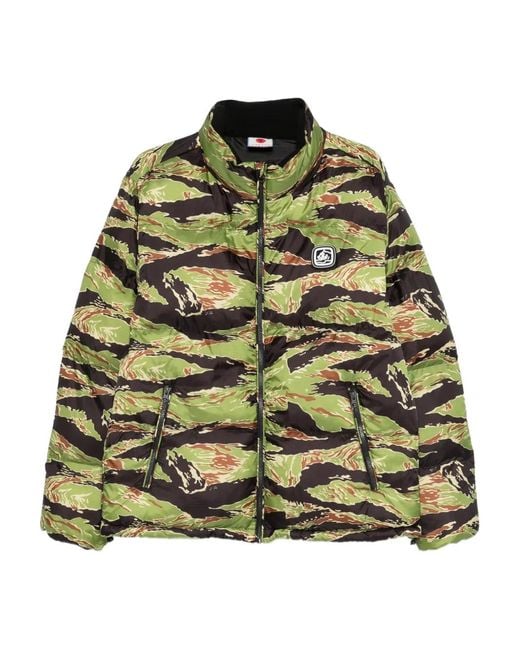 ICECREAM Tiger Stripe Puffer Jacket in Green for Men | Lyst UK