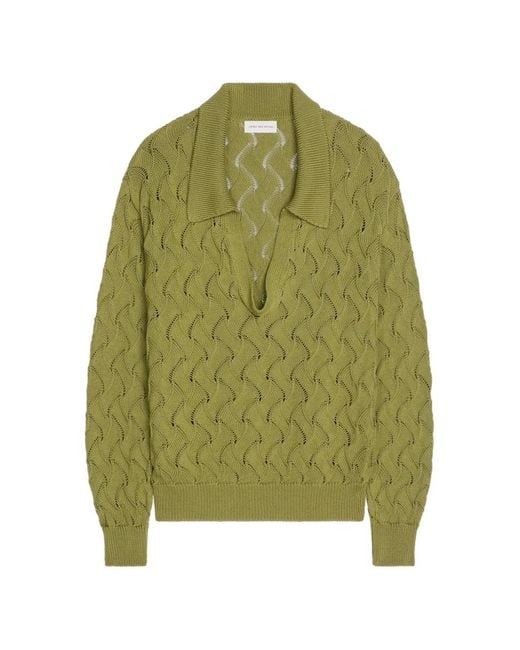 Dries Van Noten Polo-collar Sweater in Green for Men | Lyst UK