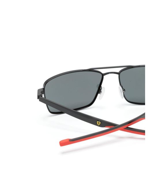 Scuderia Ferrari Logo-Plaque Square-Frame Sunglasses in Gray for Men | Lyst