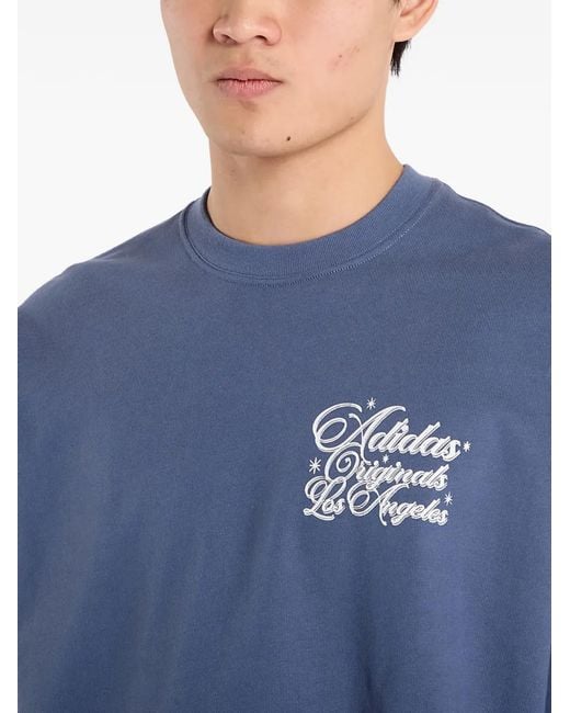 adidas Short-sleeve Stitch T-shirt in Blue | Lyst UK