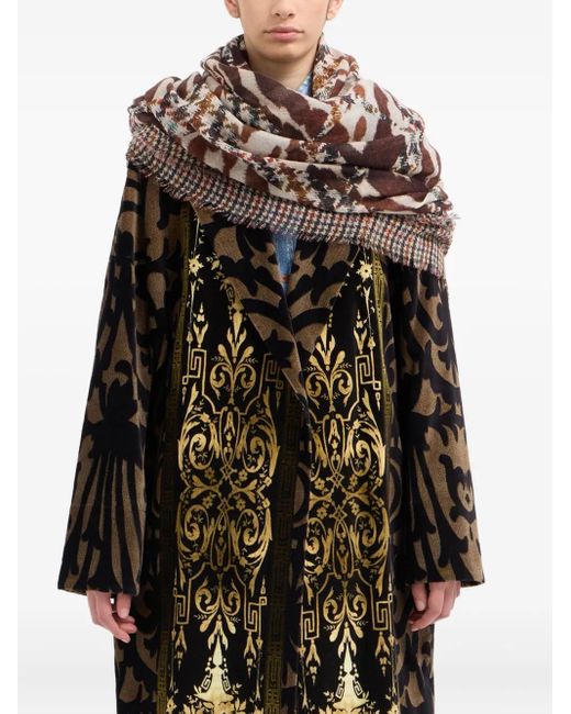 Pierre Louis Mascia Houndstooth-Pattern Scarf in Brown | Lyst UK