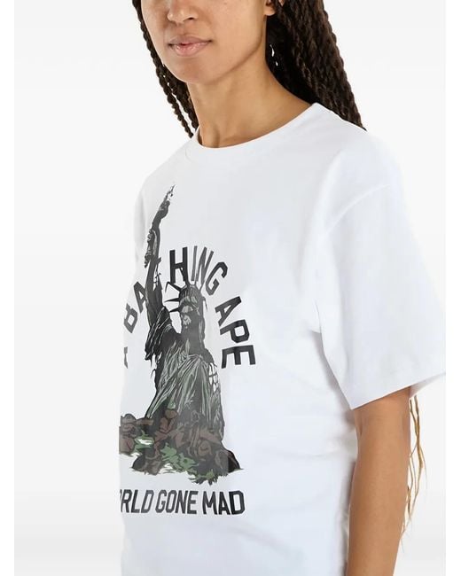 A Bathing Ape Statue Liberty Graphic T-Shirt in White | Lyst UK