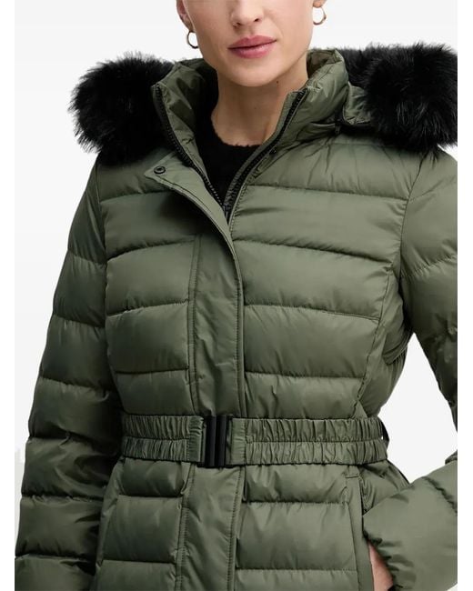 Geox Catria Belted Coat in Green | Lyst UK