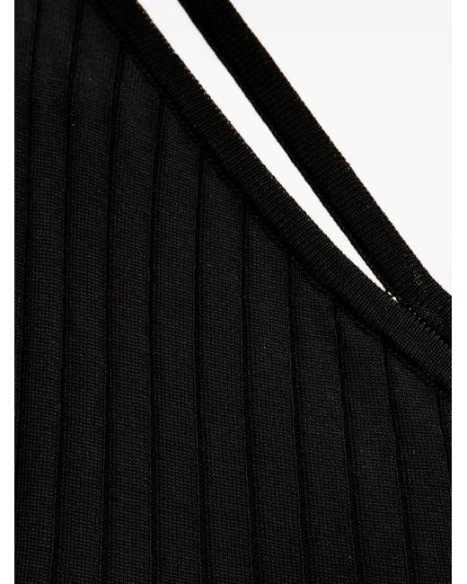 HUGO One-Shoulder Ribbed-Knit Midi Dress in Black | Lyst UK