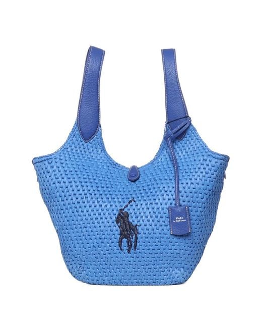 Polo Ralph Lauren Logo-Appliqué Shoulder Bag in Blue | Lyst UK