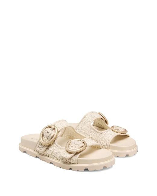 Stuart Weitzman Benni Slides in White | Lyst