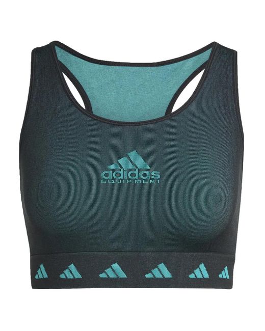 adidas Logo-Detail Racerback Top in Green | Lyst UK
