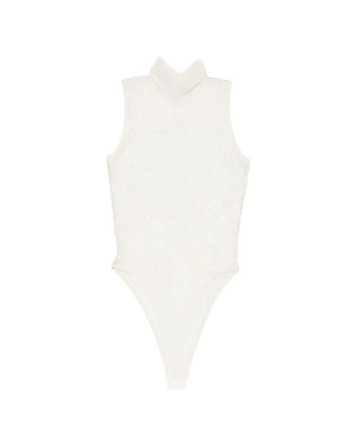 Oh Carla Turtle-Neck Bodysuit in White | Lyst UK