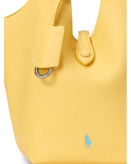 Polo Ralph Lauren Small Polo Play Leather Tote Bag in Yellow | Lyst ...
