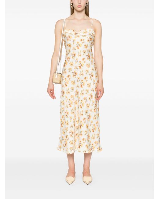 Doen Calsi Floral-print Midi Dress in Metallic | Lyst