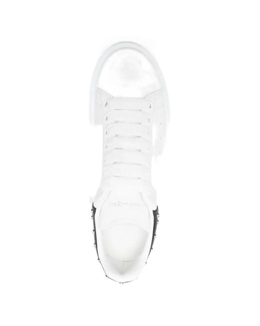 McQueen Eyelet-Details Lace-Up Sneakers in White | Lyst UK