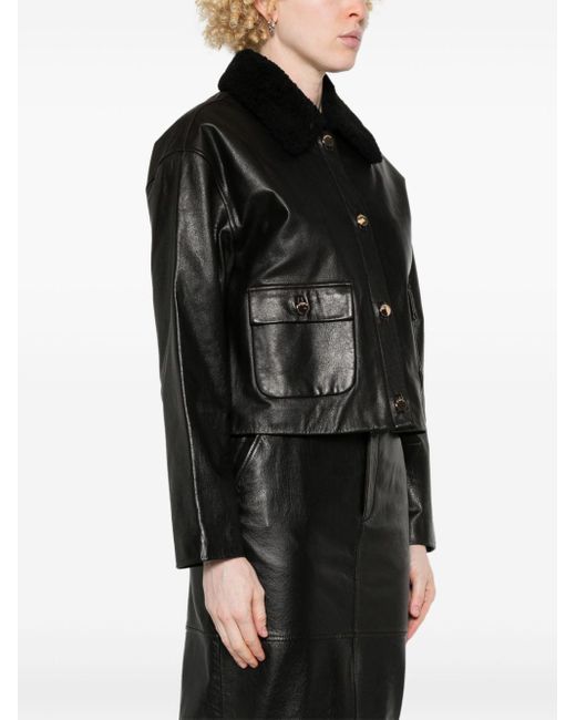Self-Portrait Leather Jacket in Black | Lyst